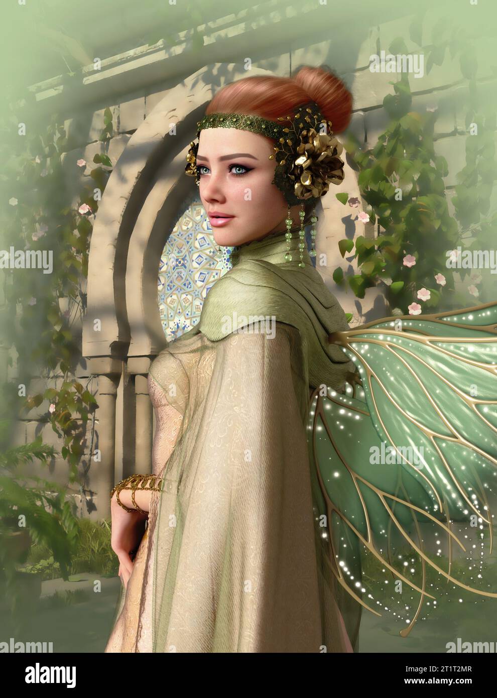 3d computer graphics of a fairy with long gown and wings Stock Photo ...