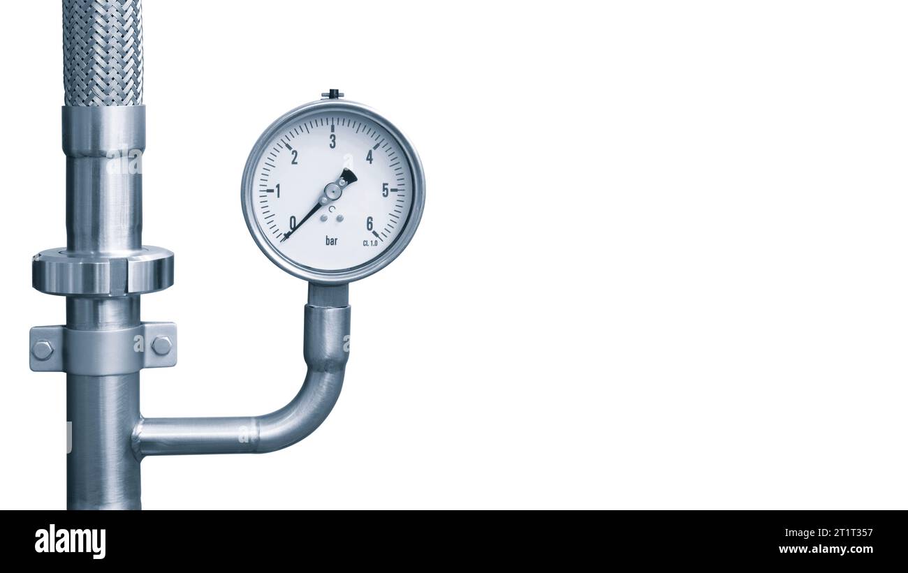 Manometer for measuring pressure on white background with free space ...