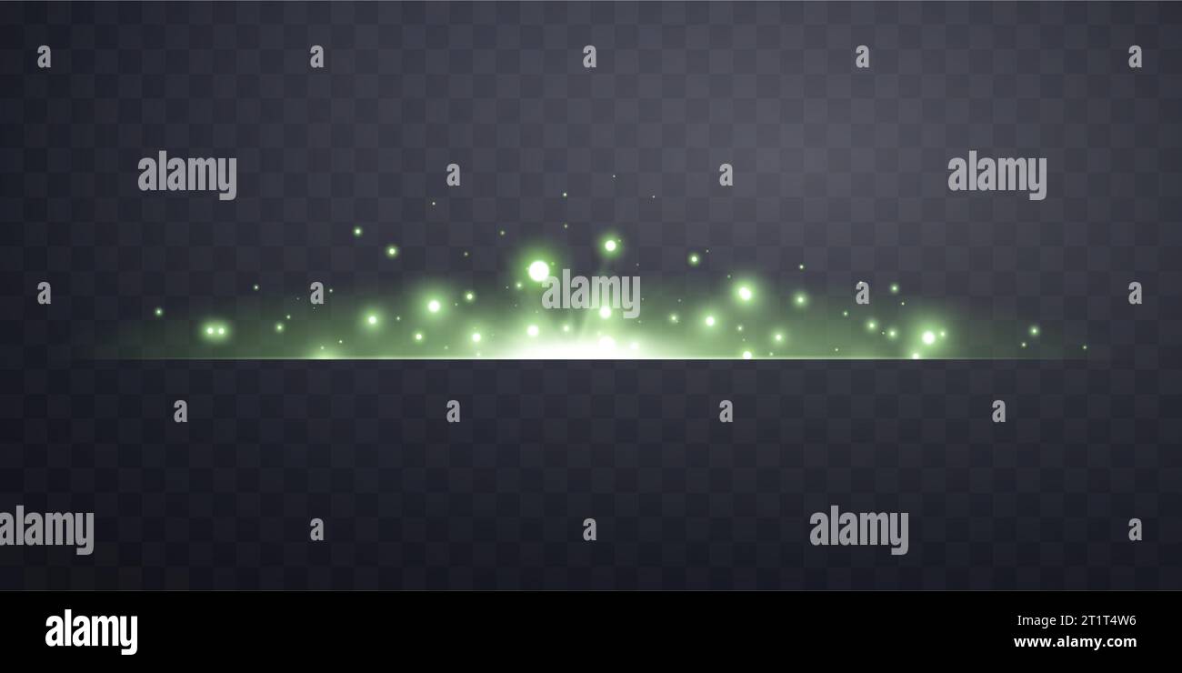 Green horizontal lensflare. Light flash with rays or green spotlight ...