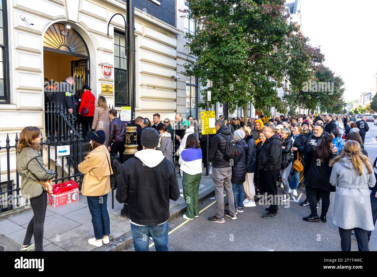 15th October 2023 - Polish people waiting in queue to vote on the ...