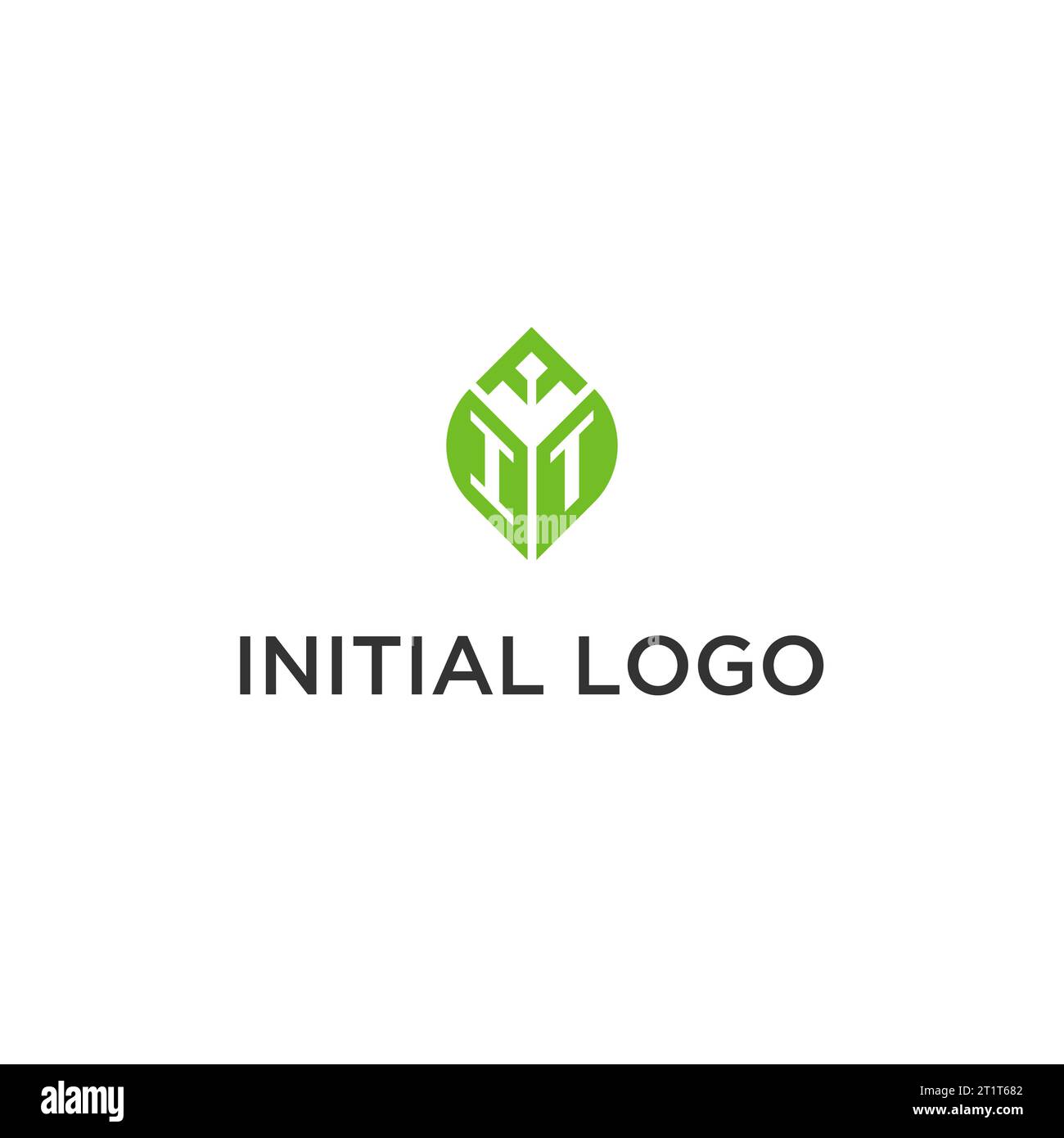 IT monogram with leaf logo design ideas, creative initial letter logo ...