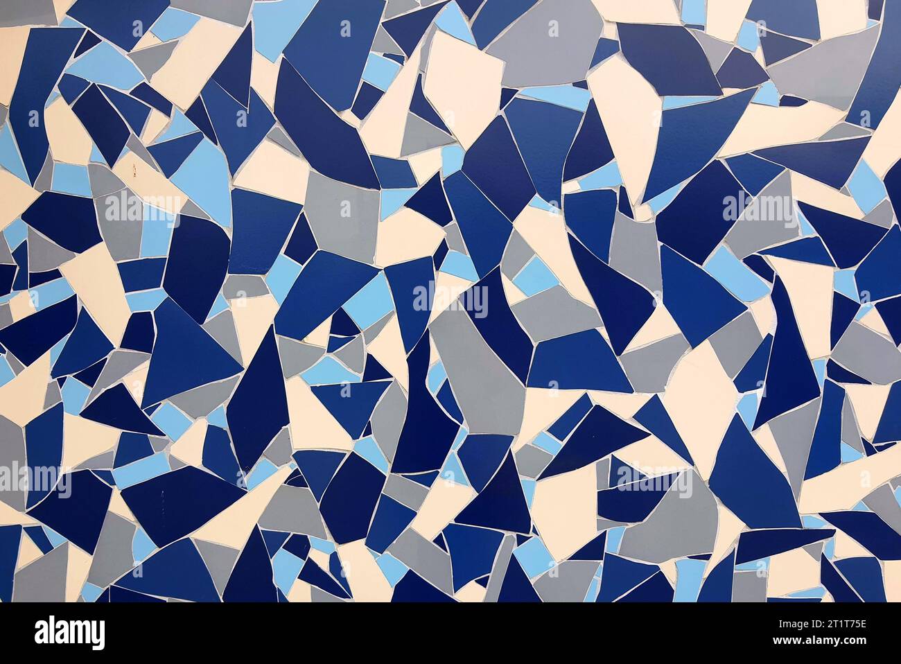 Background blue white tiles. Broken tiles on wall, floor. Beautiful ...