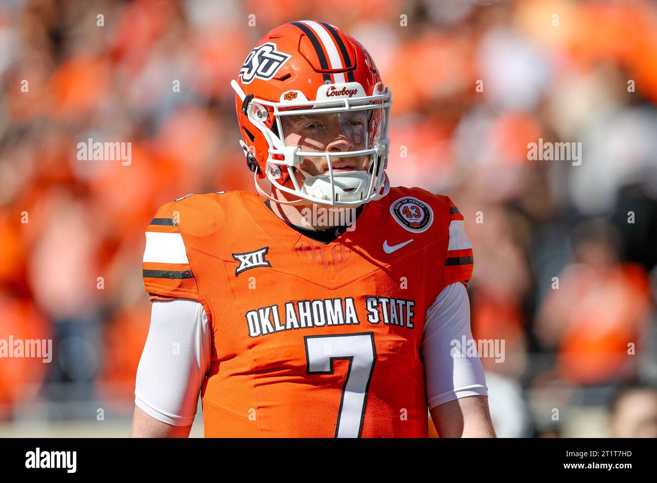Stillwater, OK, USA. 14th Oct, 2023. Oklahoma State Cowboys quarterback ...