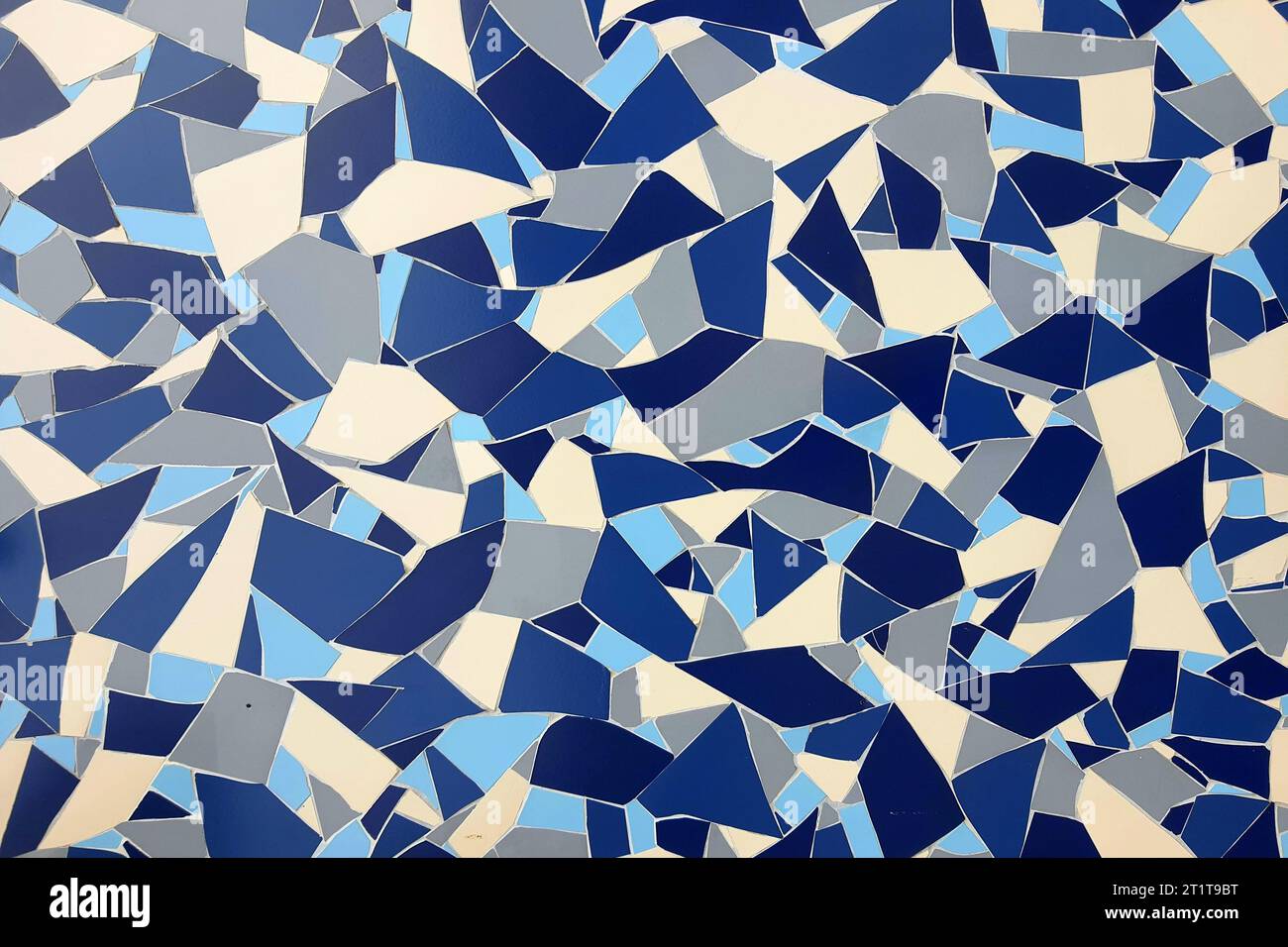 Background blue white tiles. Broken tiles on wall, floor. Beautiful ...