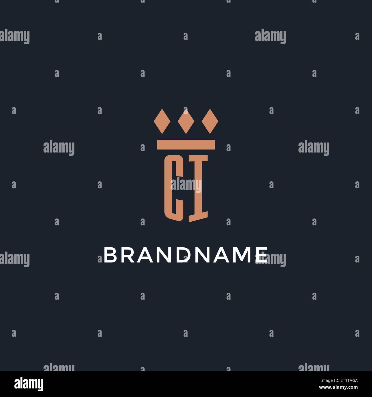 CI logo initial with pillar icon design, luxury monogram style logo for ...