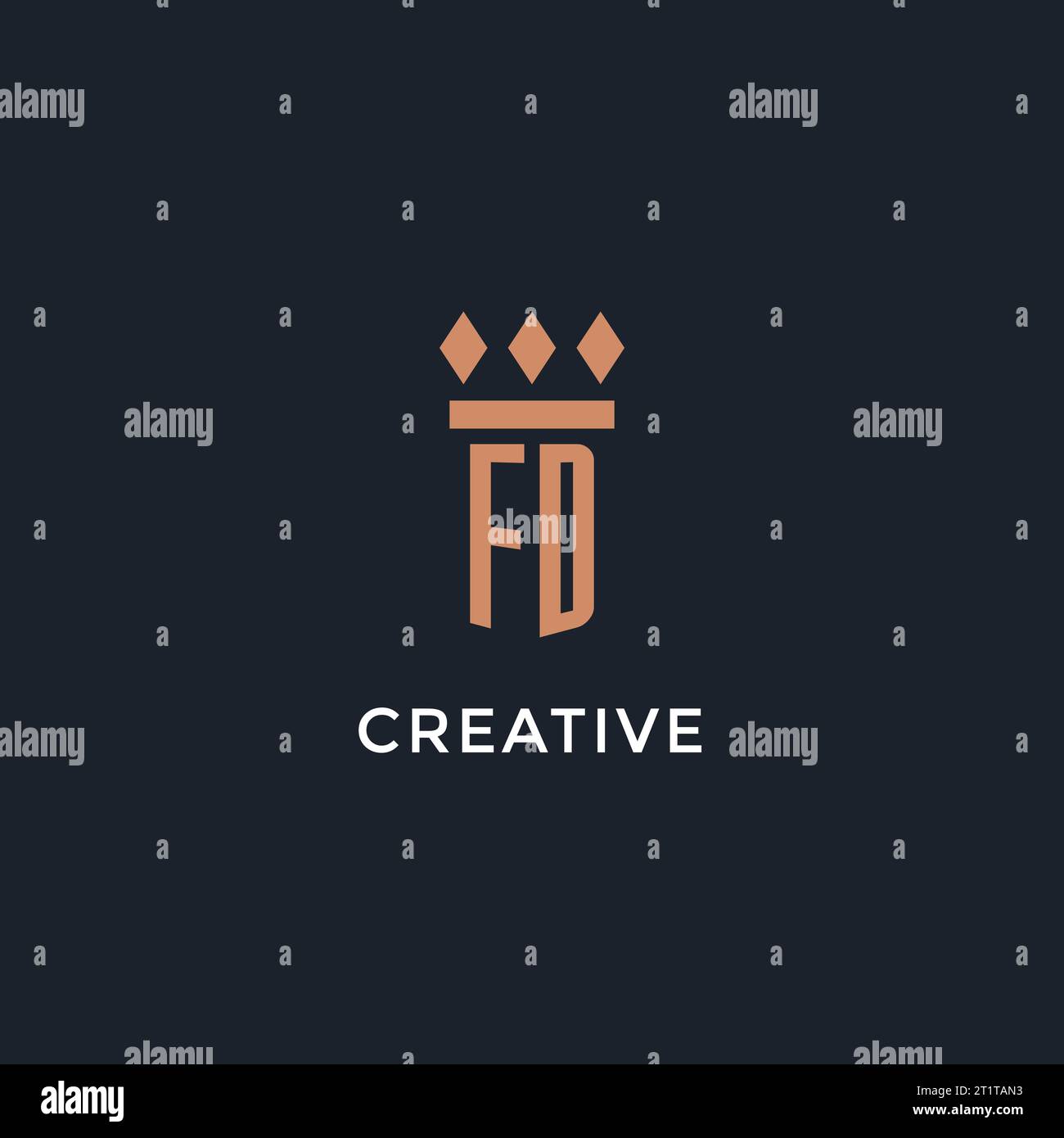 FD logo initial with pillar icon design, luxury monogram style logo for ...