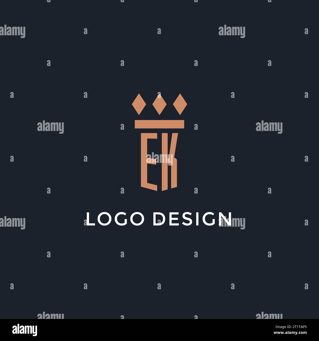 EK logo initial with pillar icon design, luxury monogram style logo for law firm and attorney ...