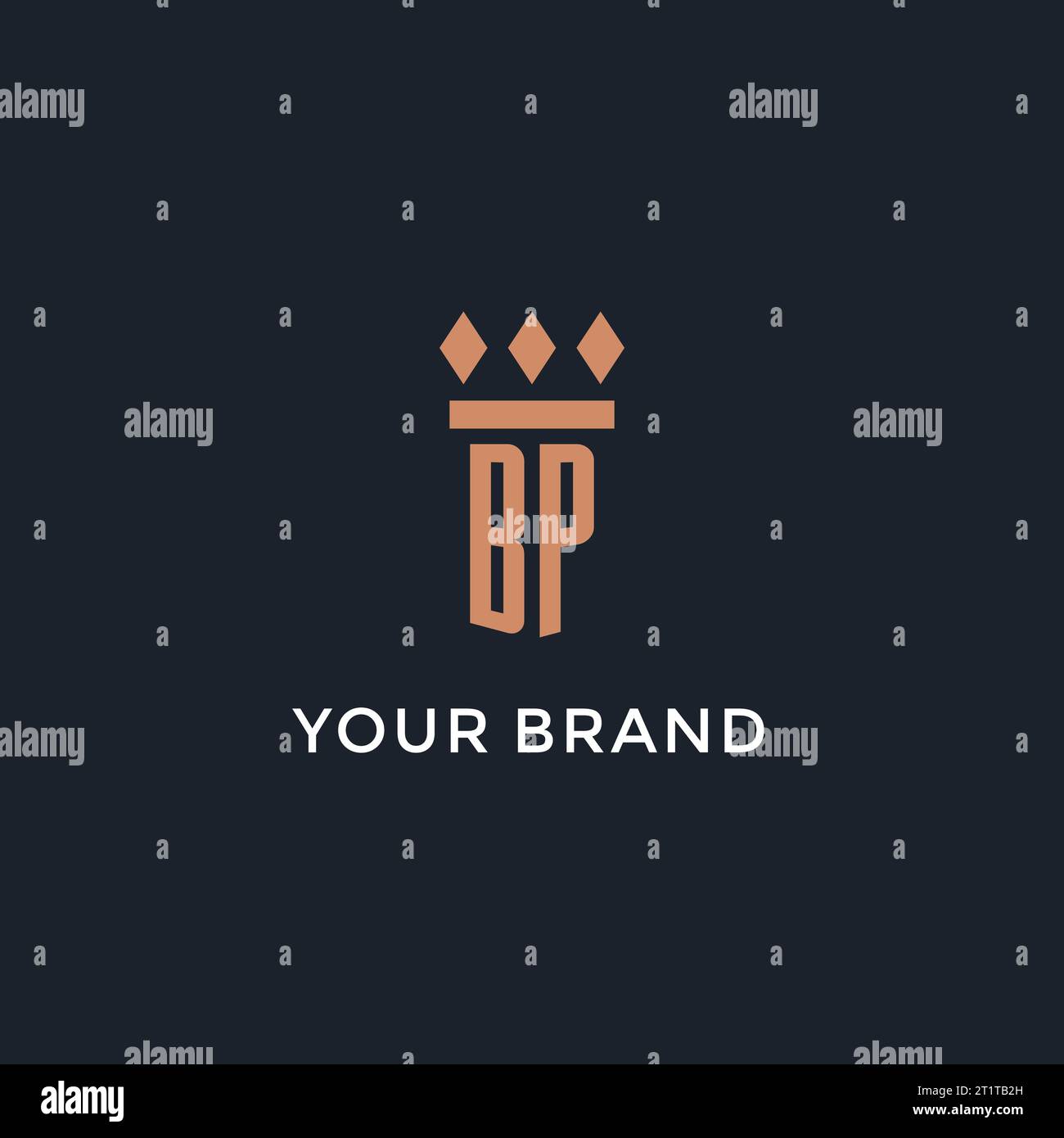 BP logo initial with pillar icon design, luxury monogram style logo for ...