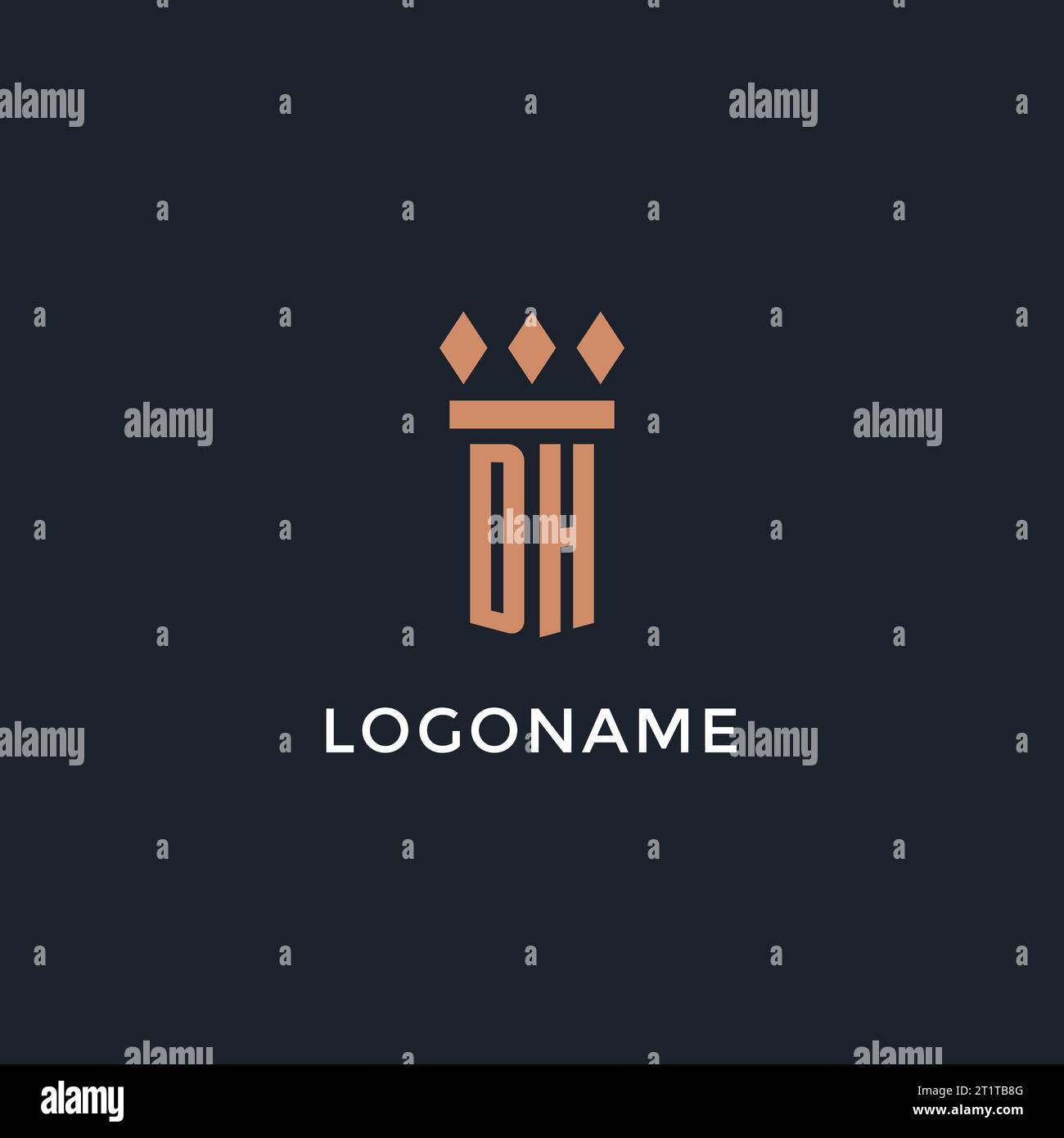 DH logo initial with pillar icon design, luxury monogram style logo for ...