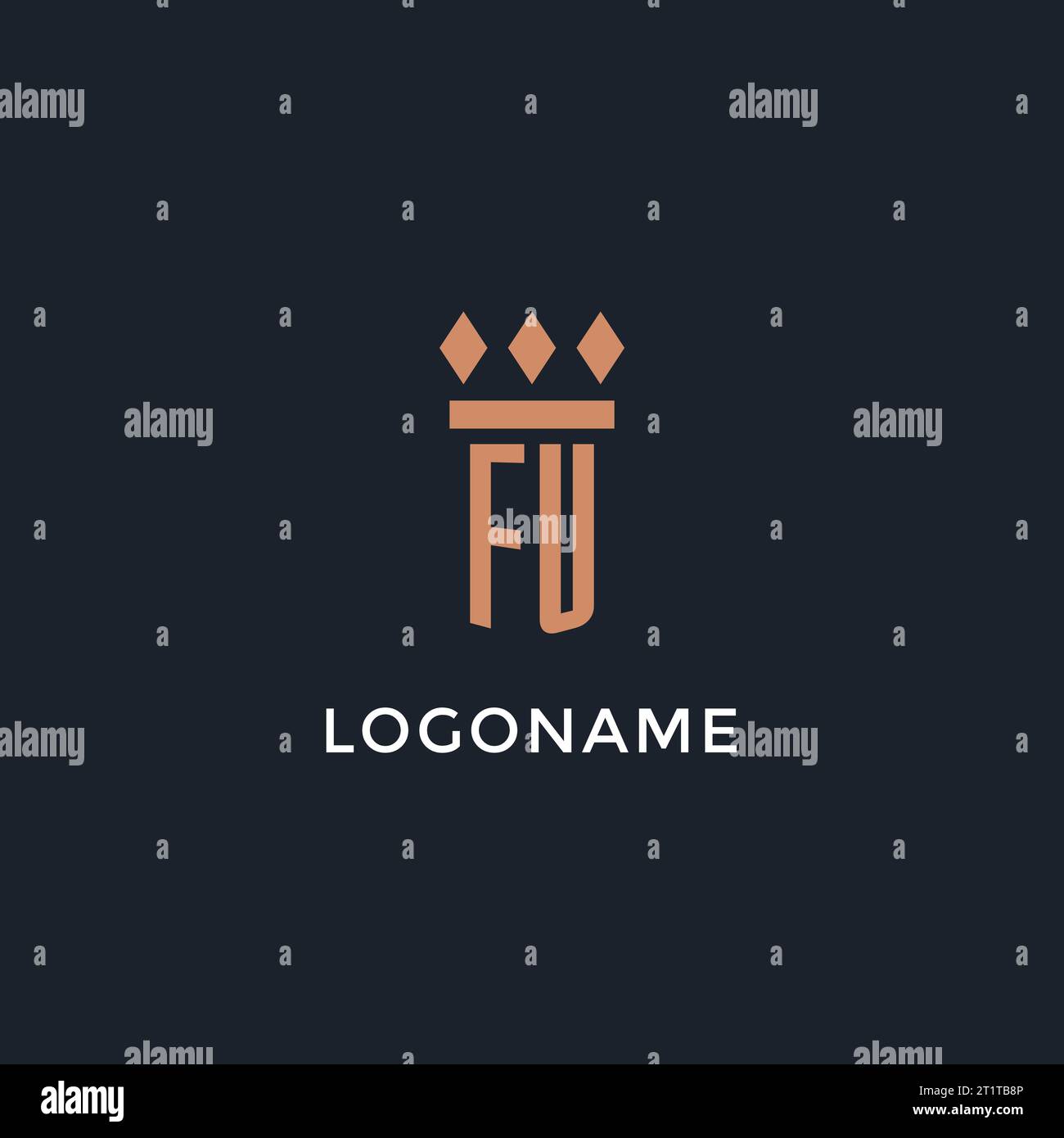 FU logo initial with pillar icon design, luxury monogram style logo for ...