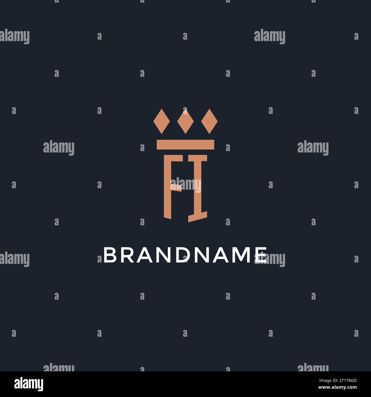 FI logo initial with pillar icon design, luxury monogram style logo for ...