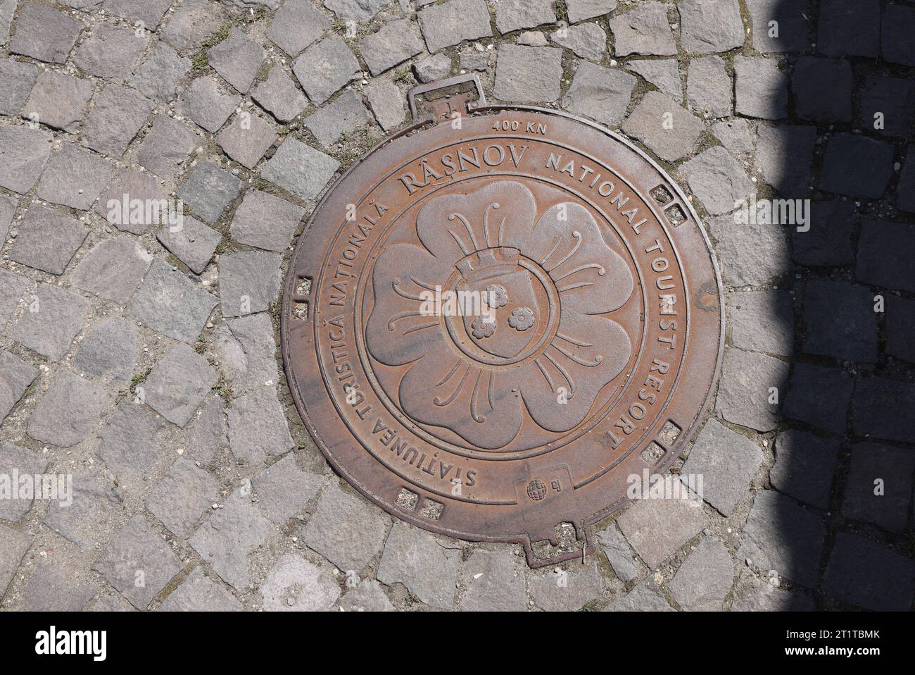 Gully cover (sewerage cover or manhole cover) with stylized rose image ...
