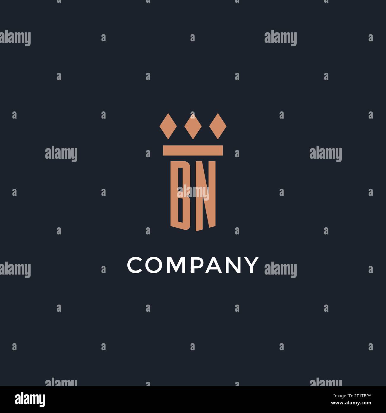 BN logo initial with pillar icon design, luxury monogram style logo for ...
