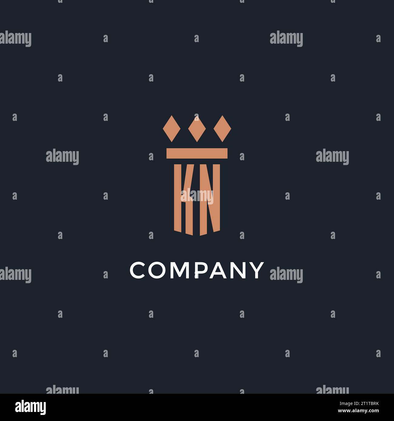 KN logo initial with pillar icon design, luxury monogram style logo for ...
