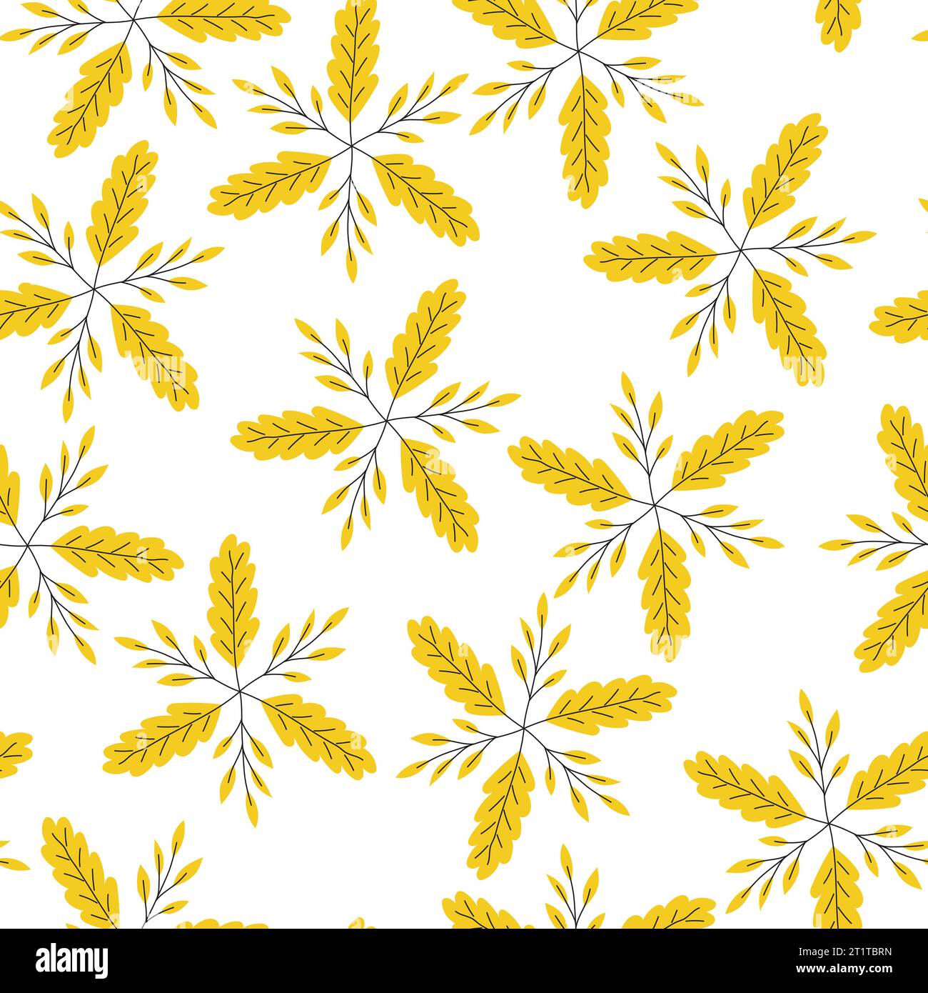 Yellow leaves on white background seamless pattern for wrapping paper ...