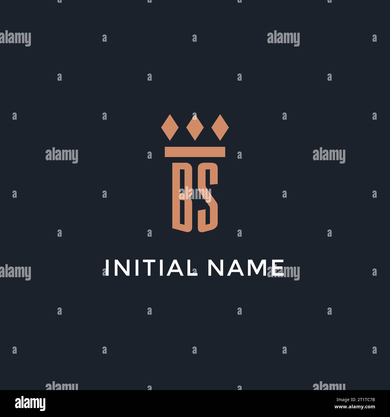 BS logo initial with pillar icon design, luxury monogram style logo for ...