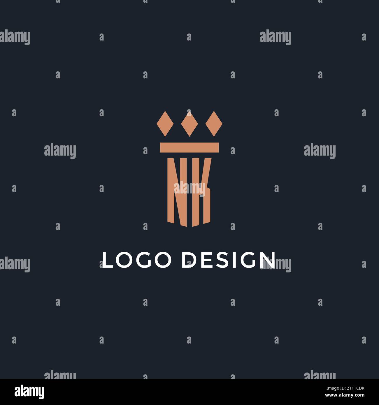 NK logo initial with pillar icon design, luxury monogram style logo for ...