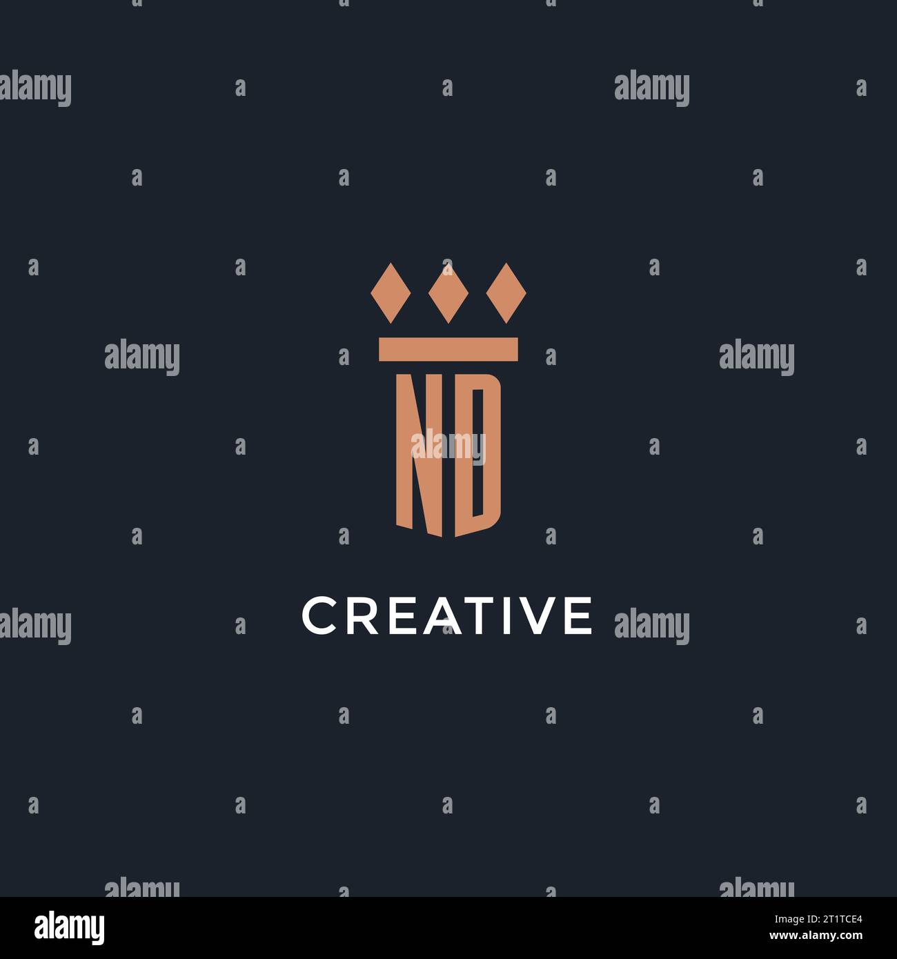 ND logo initial with pillar icon design, luxury monogram style logo for ...
