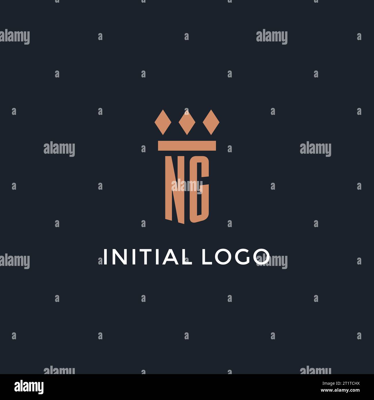 NG logo initial with pillar icon design, luxury monogram style logo for ...