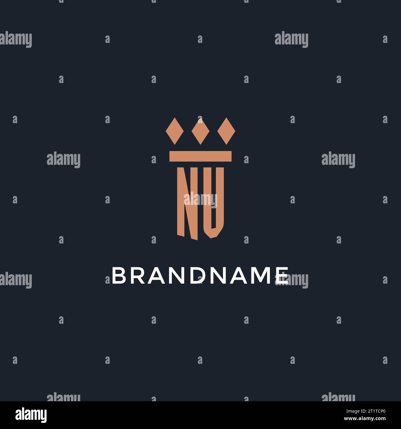 NV logo initial with pillar icon design, luxury monogram style logo for ...
