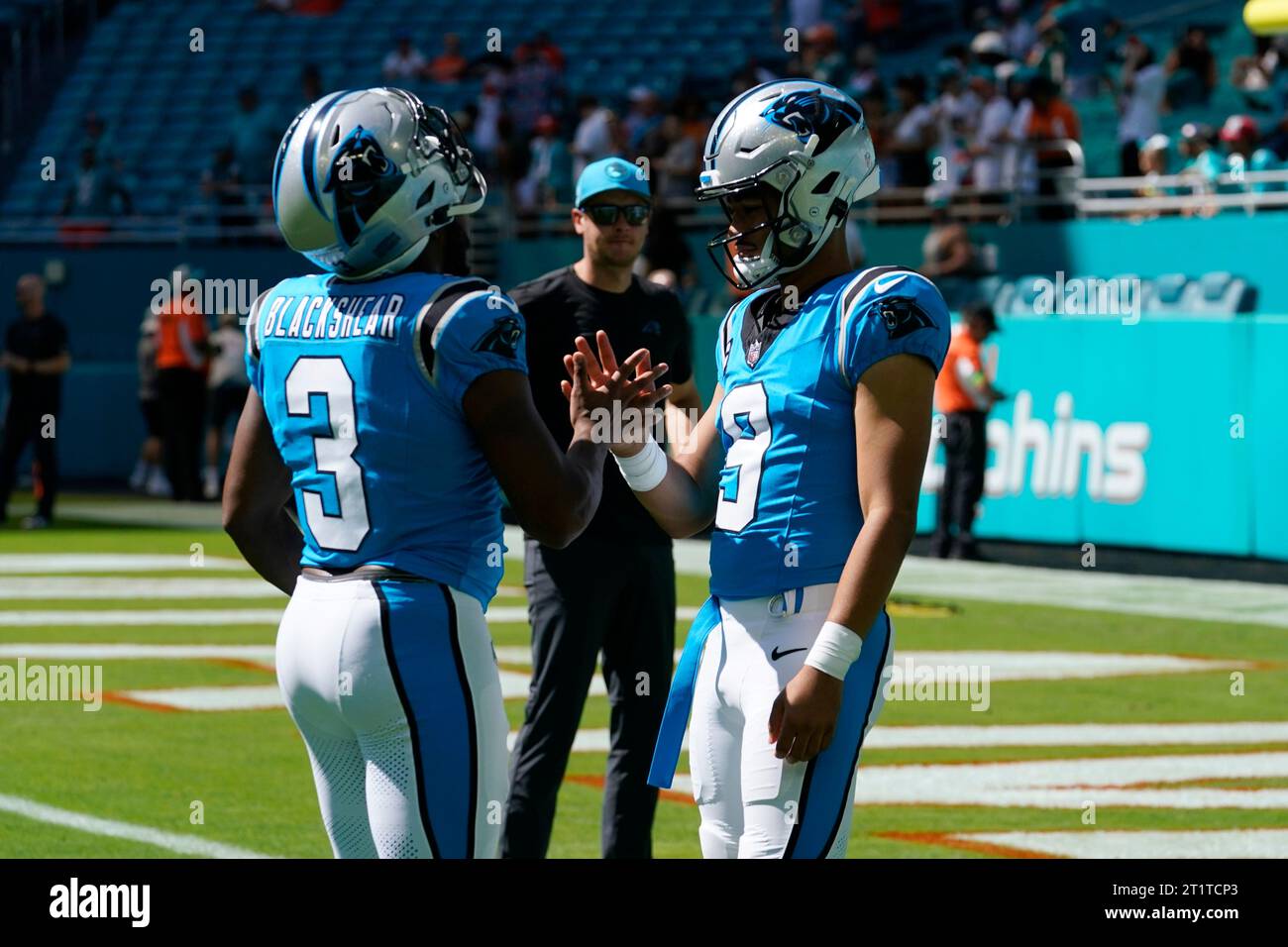 Carolina Panthers quarterback Bryce Young (9) and running back Raheem ...