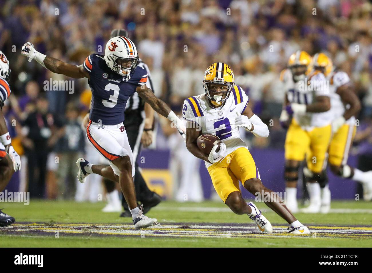 Baton Rouge, LA, USA. 14th Oct, 2023. LSU wide receiver Kyren Lacy (2 ...
