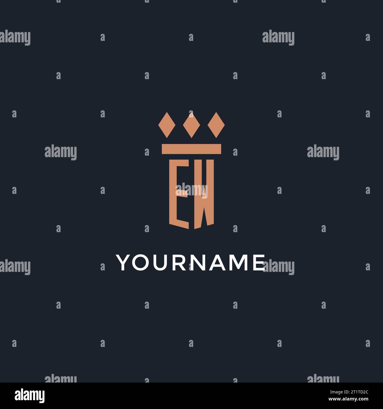 EW logo initial with pillar icon design, luxury monogram style logo for ...