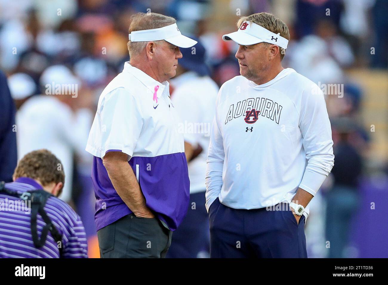 Baton Rouge, LA, USA. 14th Oct, 2023. LSU Head Coach Brian Kelly and ...