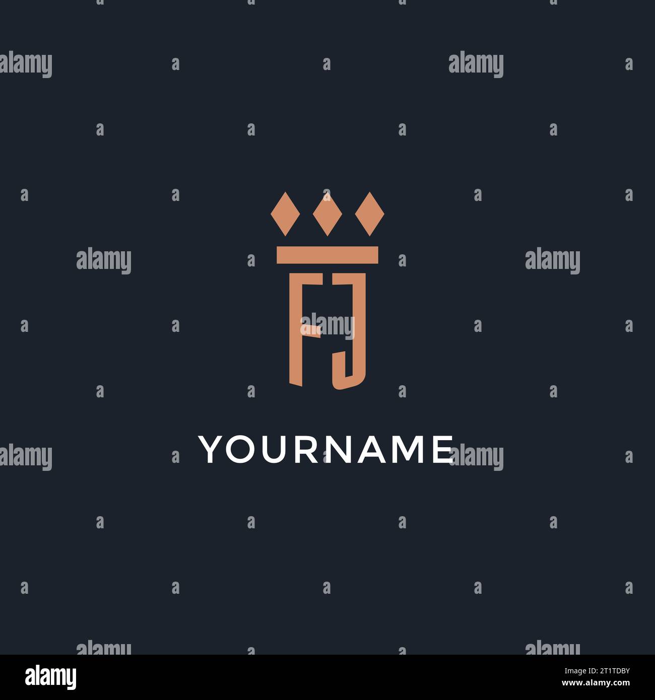 FJ logo initial with pillar icon design, luxury monogram style logo for ...