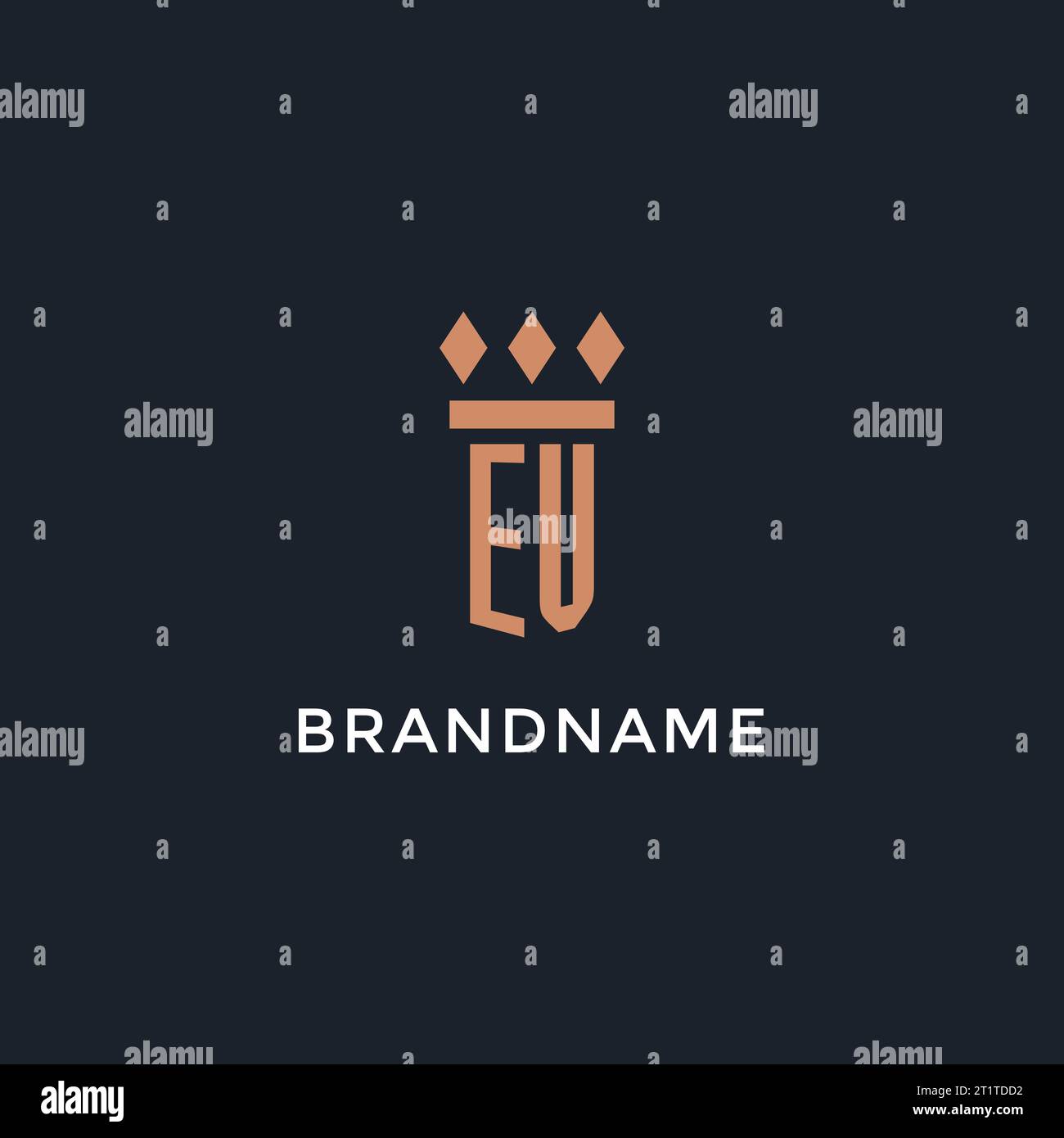 EV logo initial with pillar icon design, luxury monogram style logo for ...