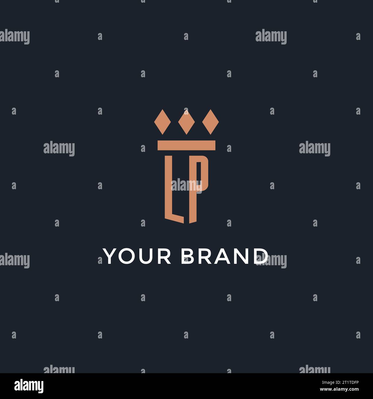 LP logo initial with pillar icon design, luxury monogram style logo for ...