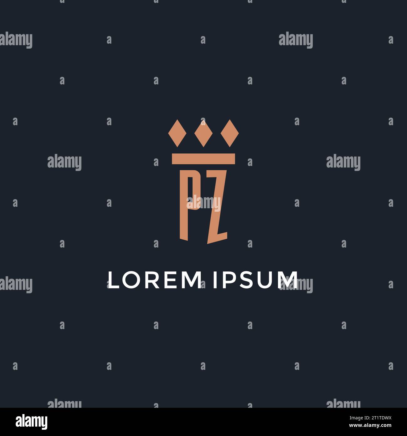 PZ logo initial with pillar icon design, luxury monogram style logo for ...