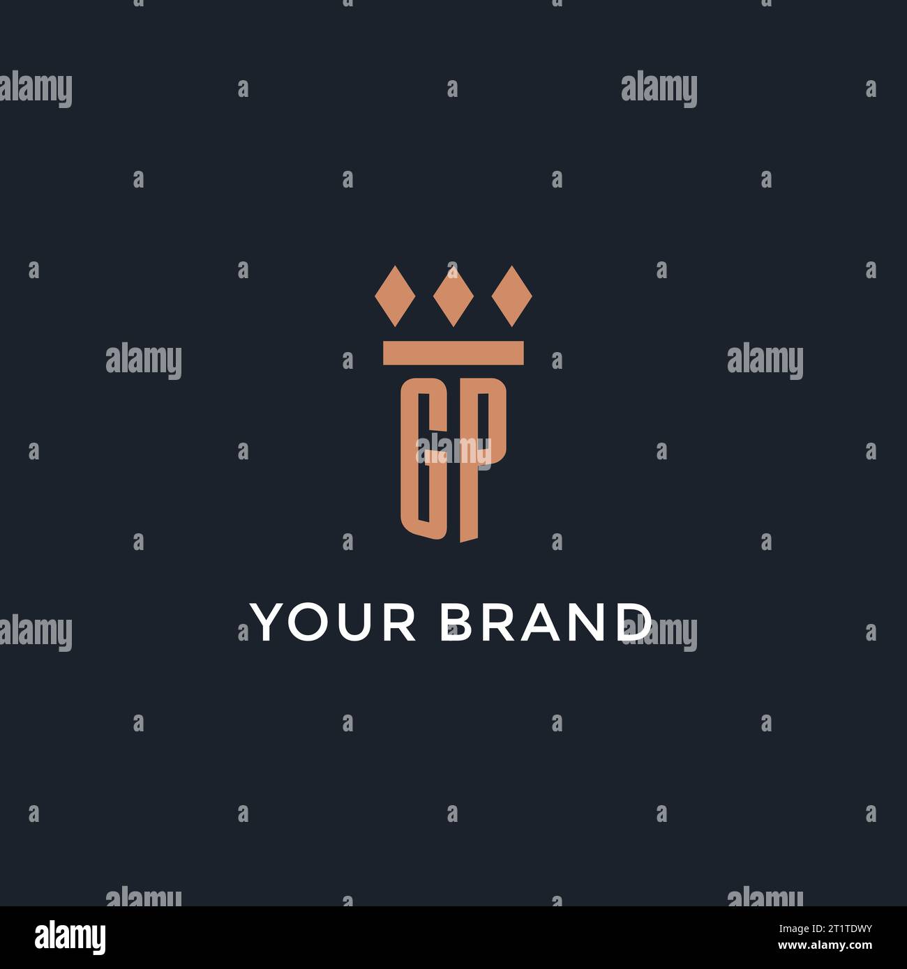 GP logo initial with pillar icon design, luxury monogram style logo for ...