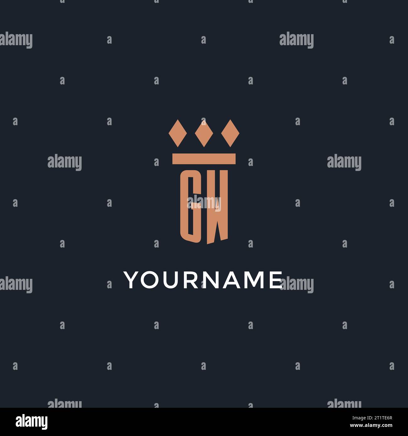 GW logo initial with pillar icon design, luxury monogram style logo for ...