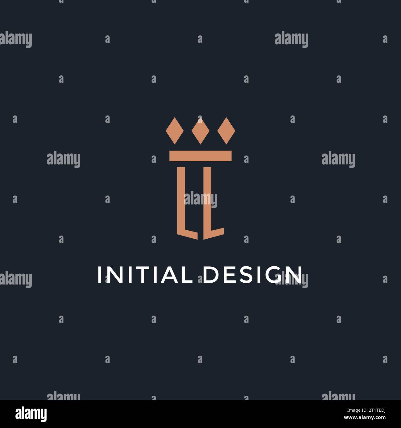 LL logo initial with pillar icon design, luxury monogram style logo for ...