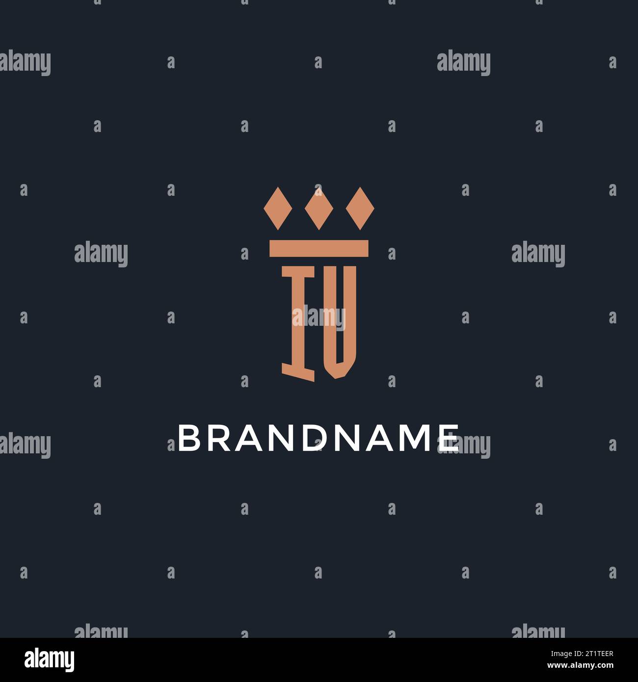 IV logo initial with pillar icon design, luxury monogram style logo for ...