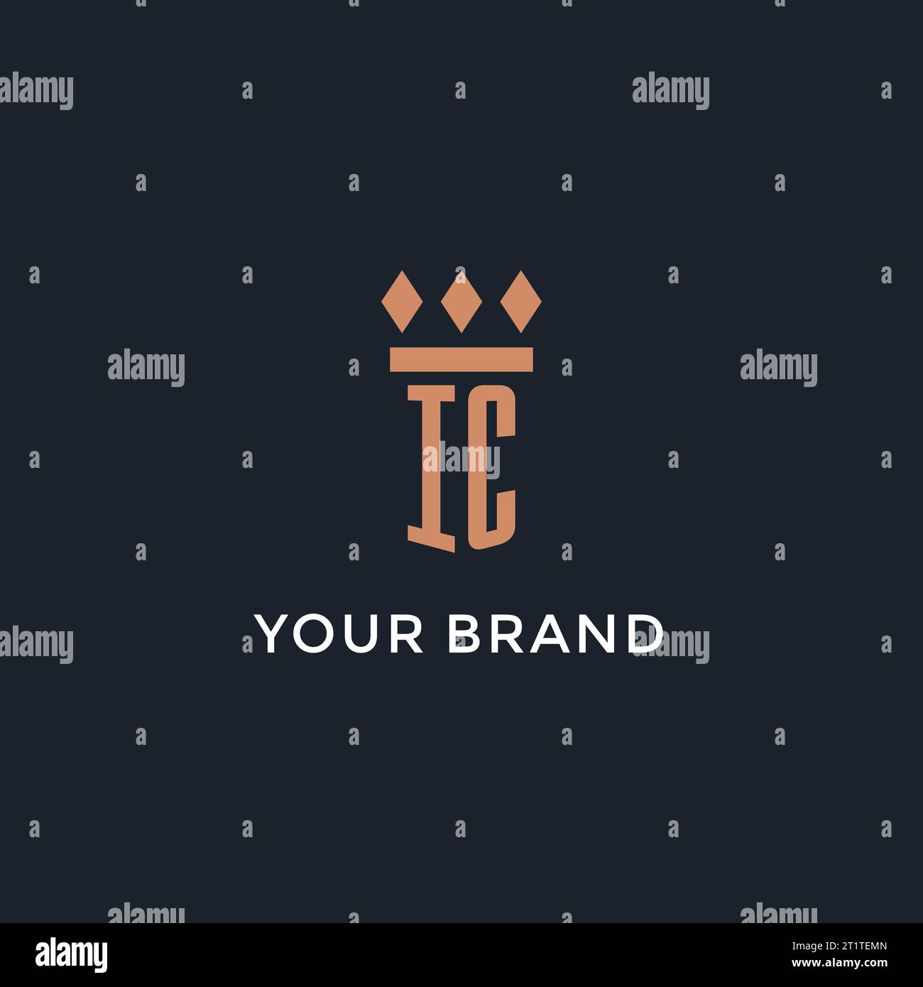 IC logo initial with pillar icon design, luxury monogram style logo for ...