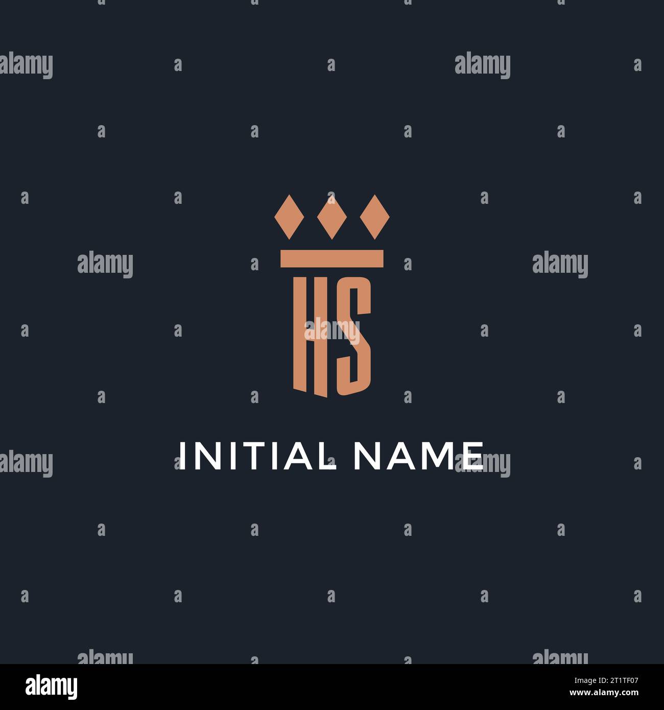 HS logo initial with pillar icon design, luxury monogram style logo for ...