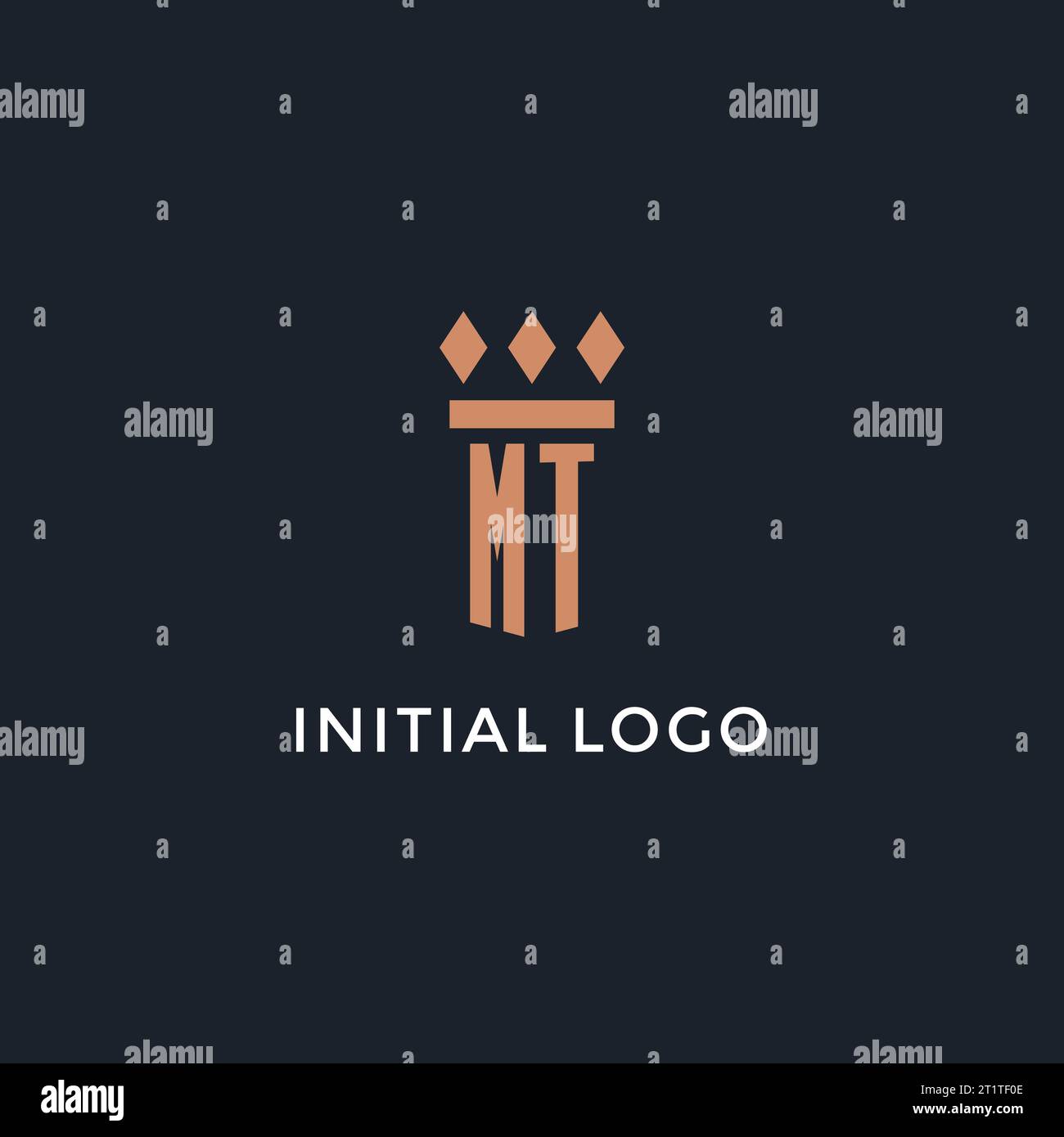 MT logo initial with pillar icon design, luxury monogram style logo for ...