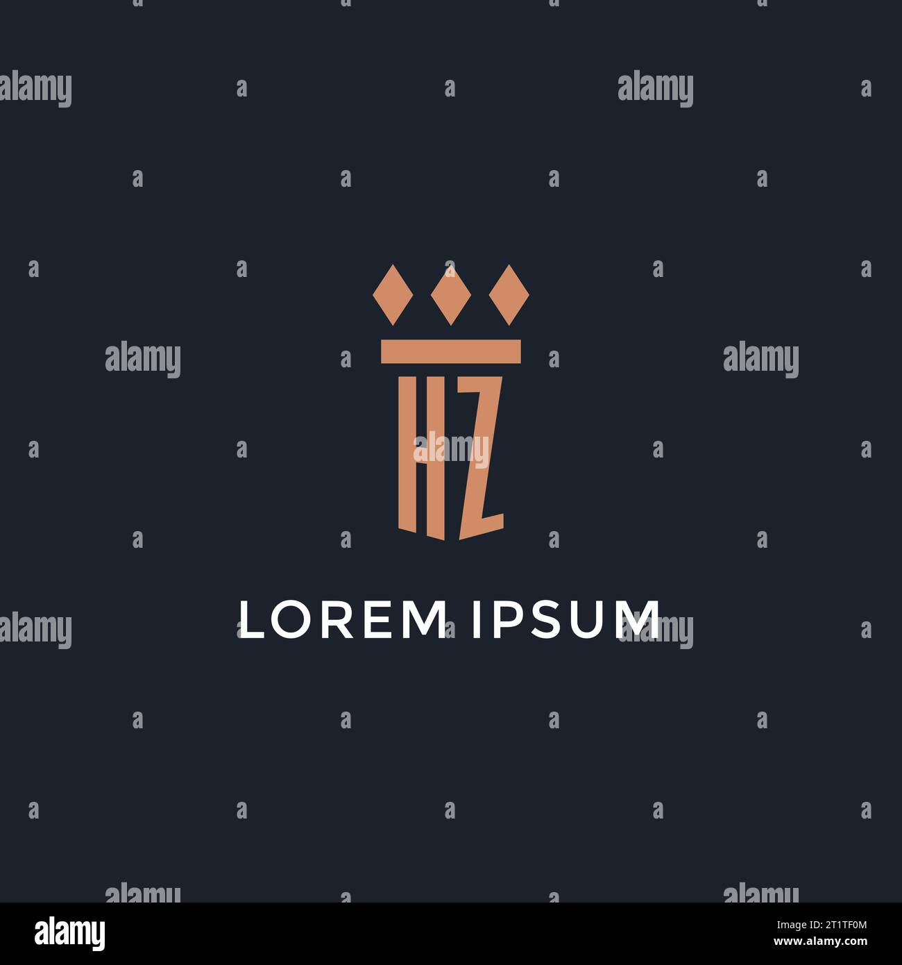 HZ logo initial with pillar icon design, luxury monogram style logo for ...