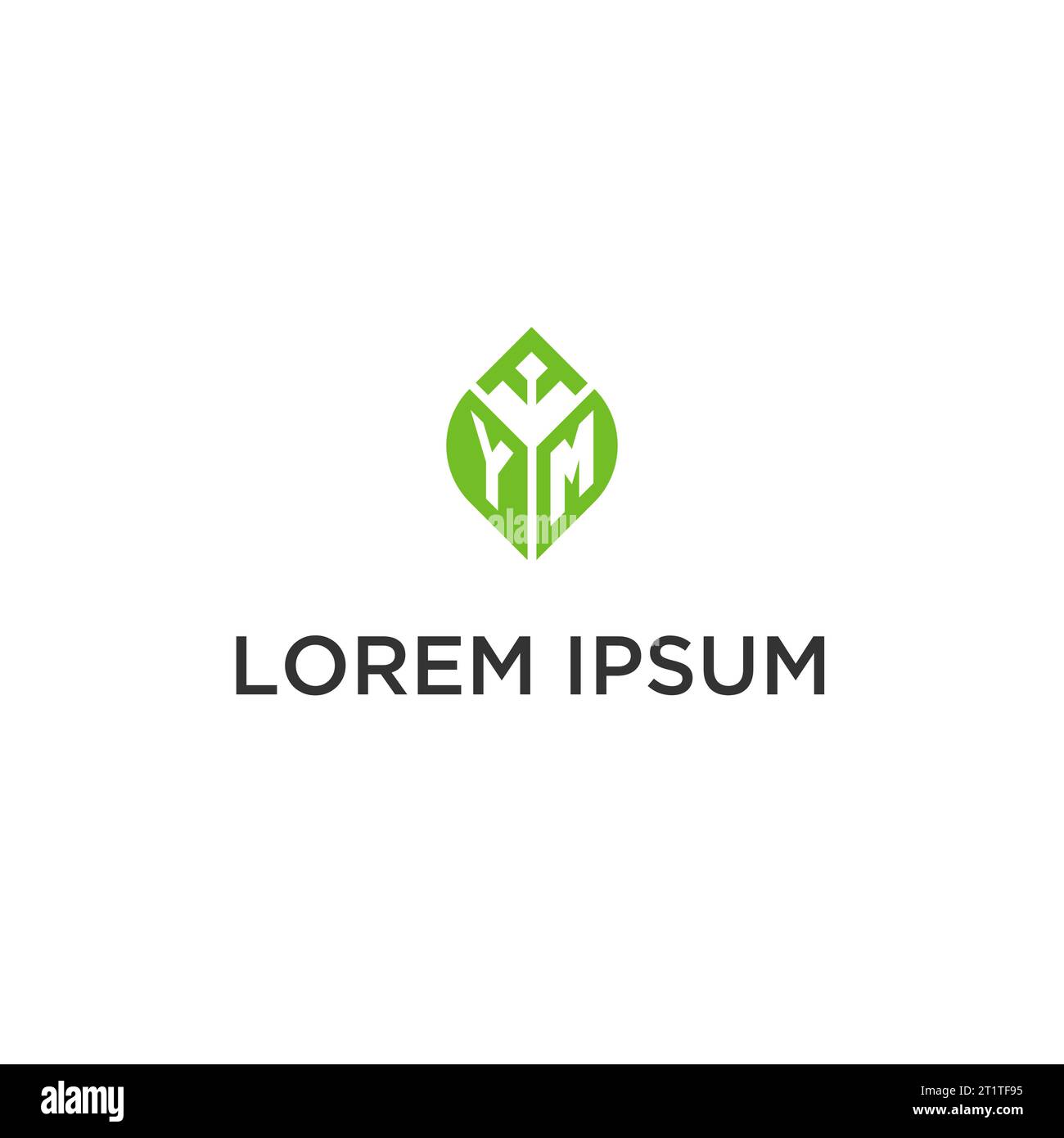 YM monogram with leaf logo design ideas, creative initial letter logo with natural green leaves ...