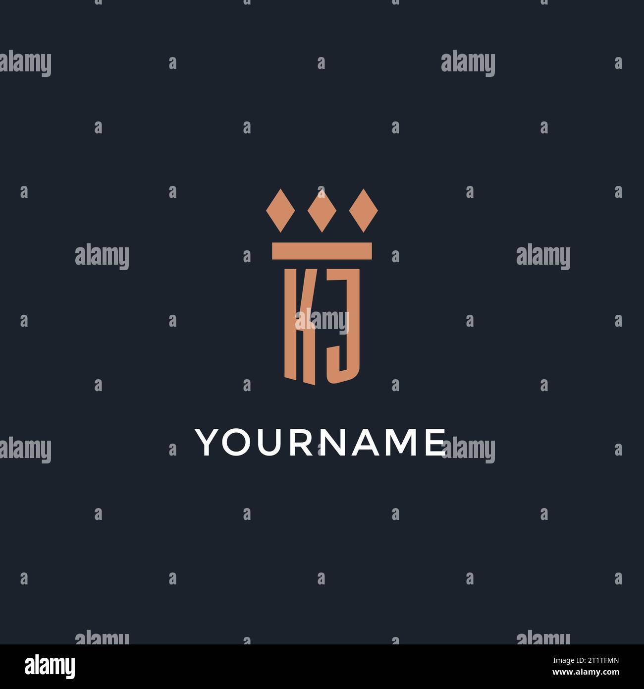 KJ logo initial with pillar icon design, luxury monogram style logo for ...