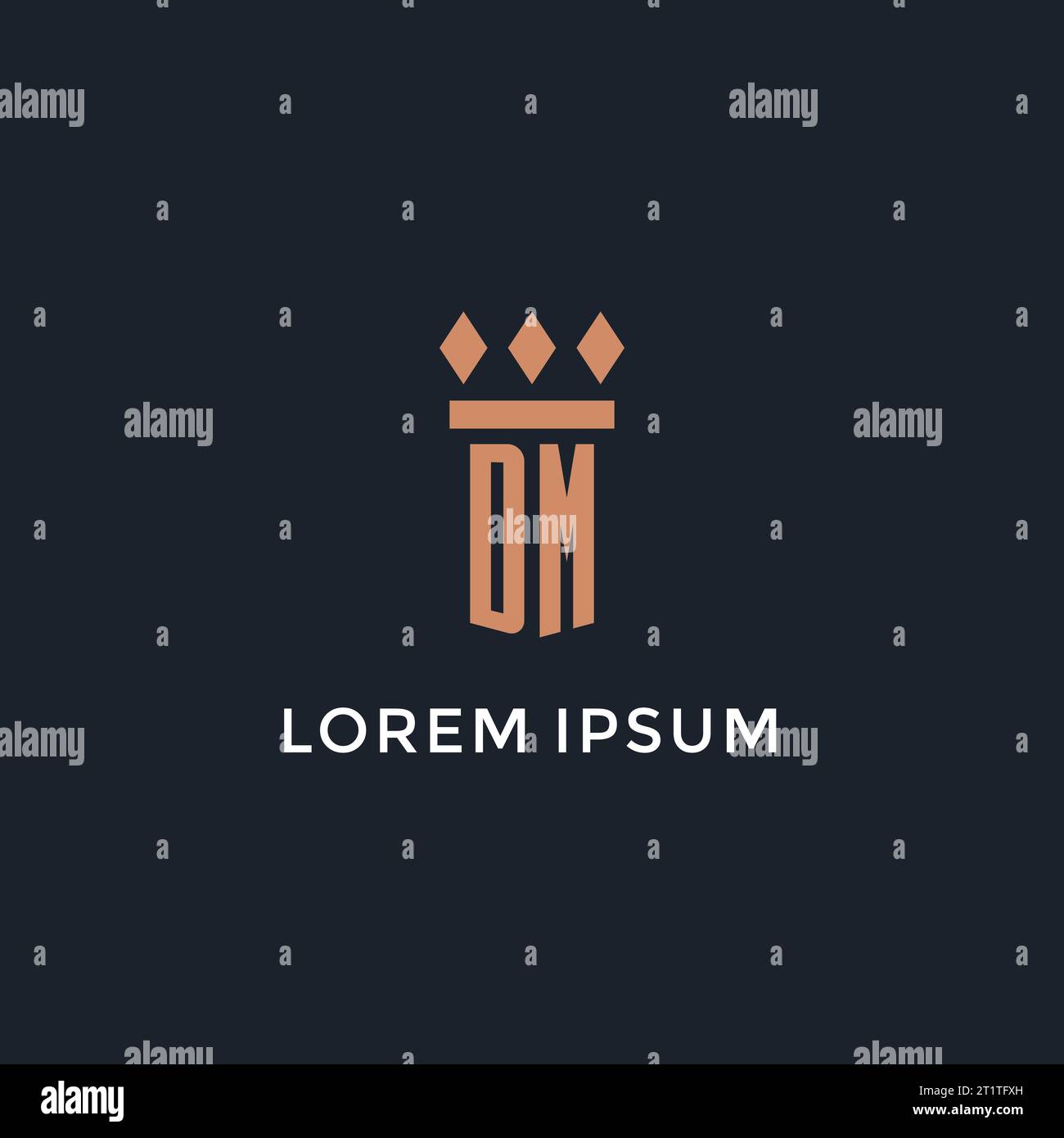 DM logo initial with pillar icon design, luxury monogram style logo for ...