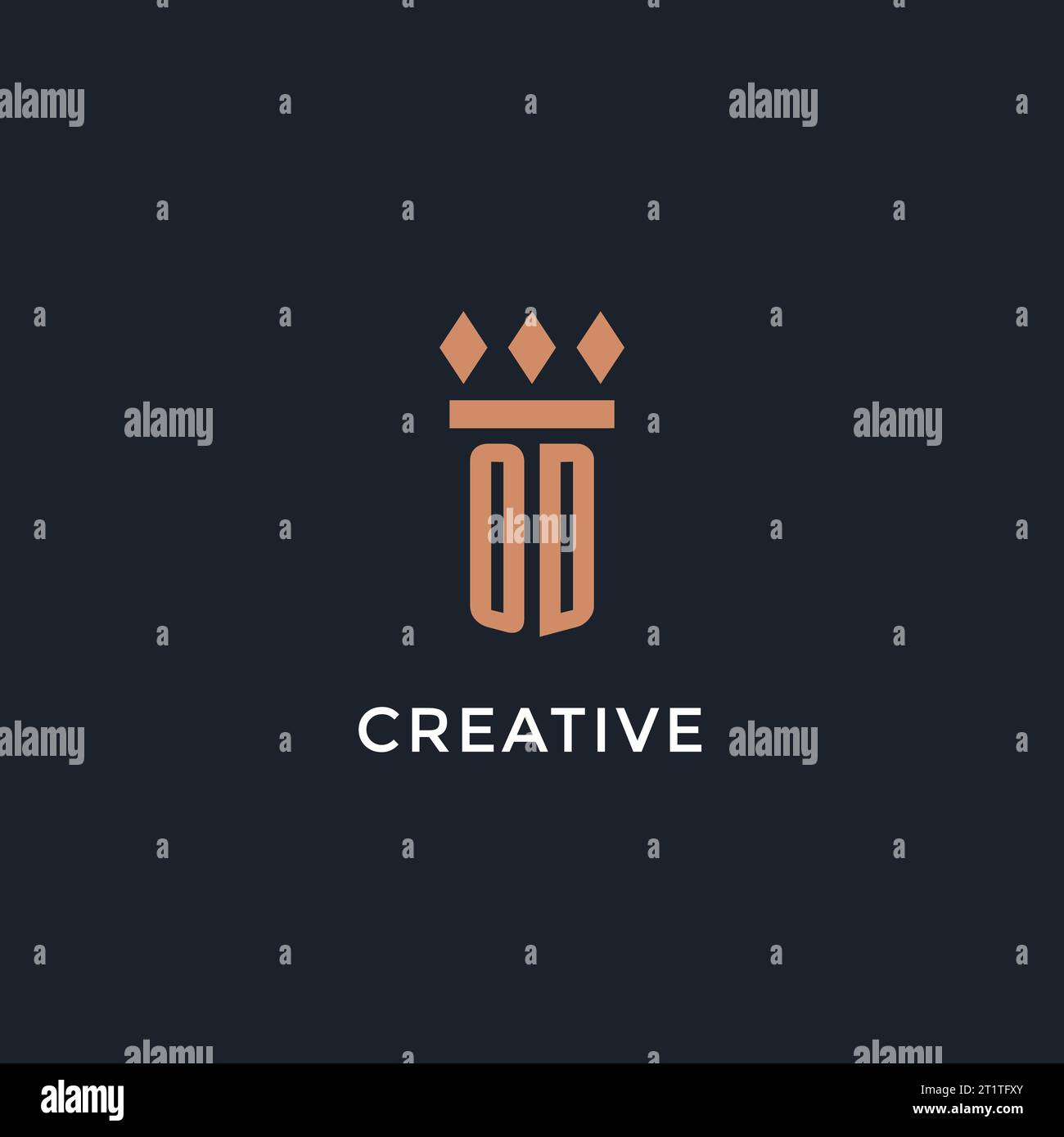 OD logo initial with pillar icon design, luxury monogram style logo for ...