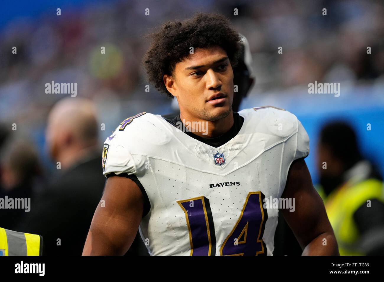 Baltimore Ravens safety Kyle Hamilton (14) walks off the field during ...