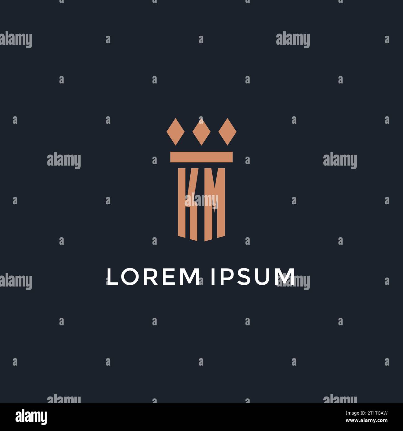 KM logo initial with pillar icon design, luxury monogram style logo for ...