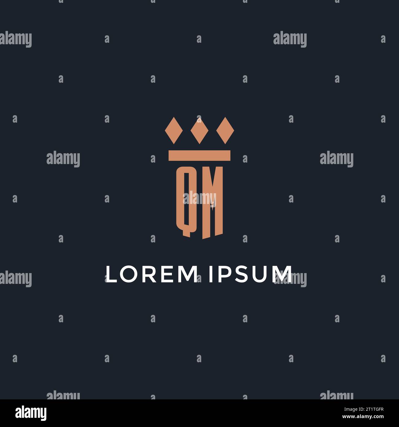 QM logo initial with pillar icon design, luxury monogram style logo for ...