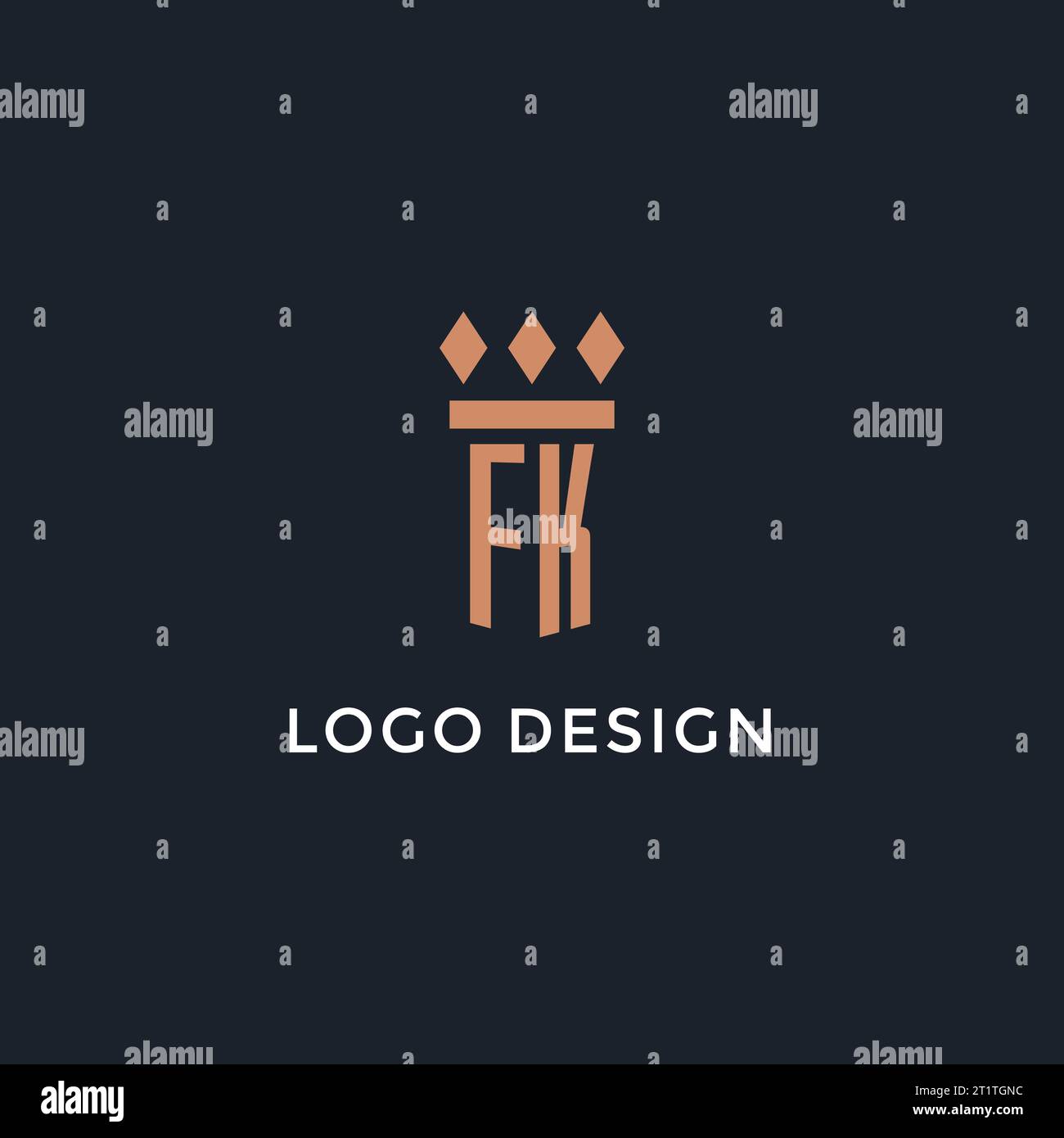 FK logo initial with pillar icon design, luxury monogram style logo for ...