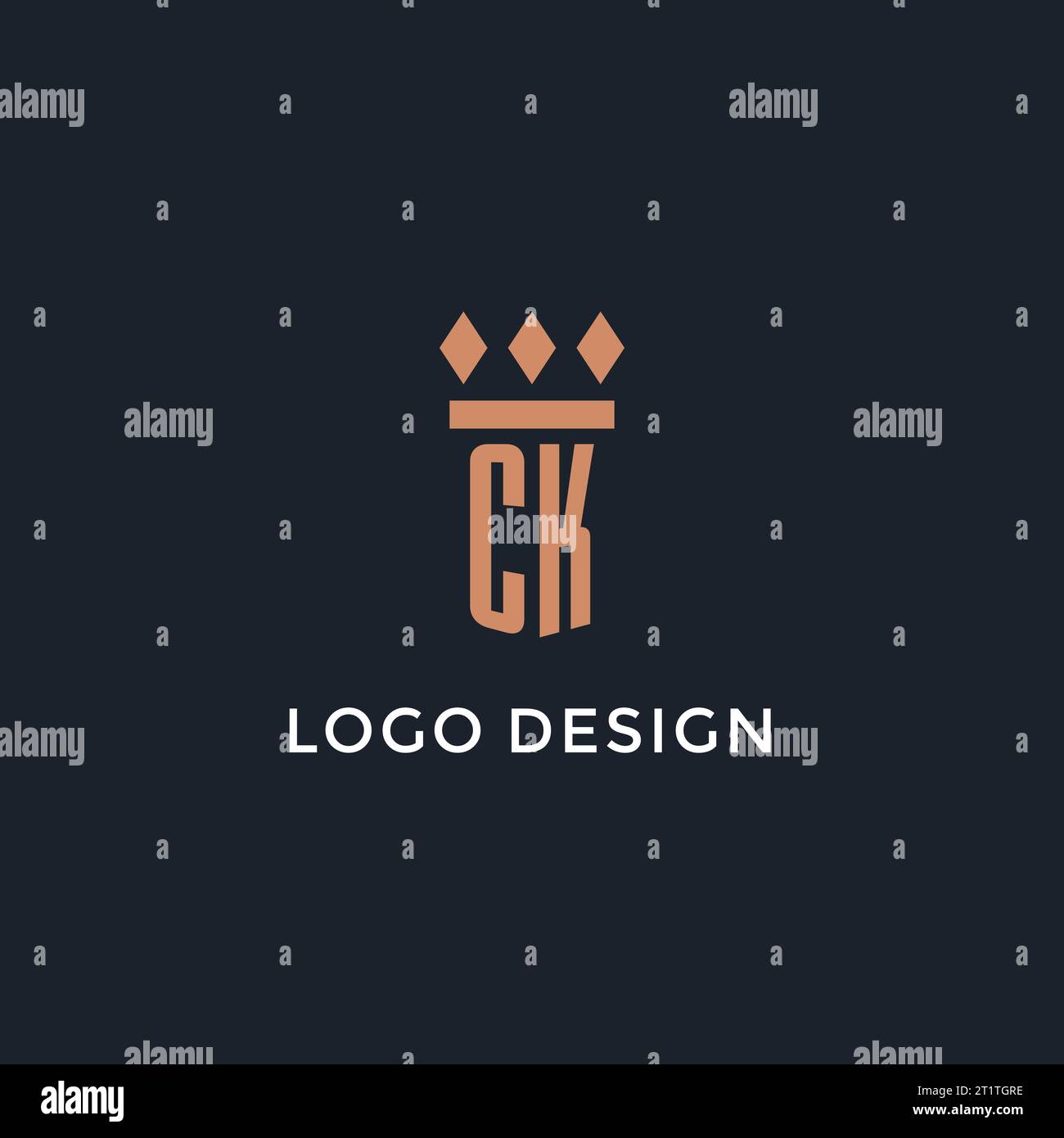 CK logo initial with pillar icon design, luxury monogram style logo for ...
