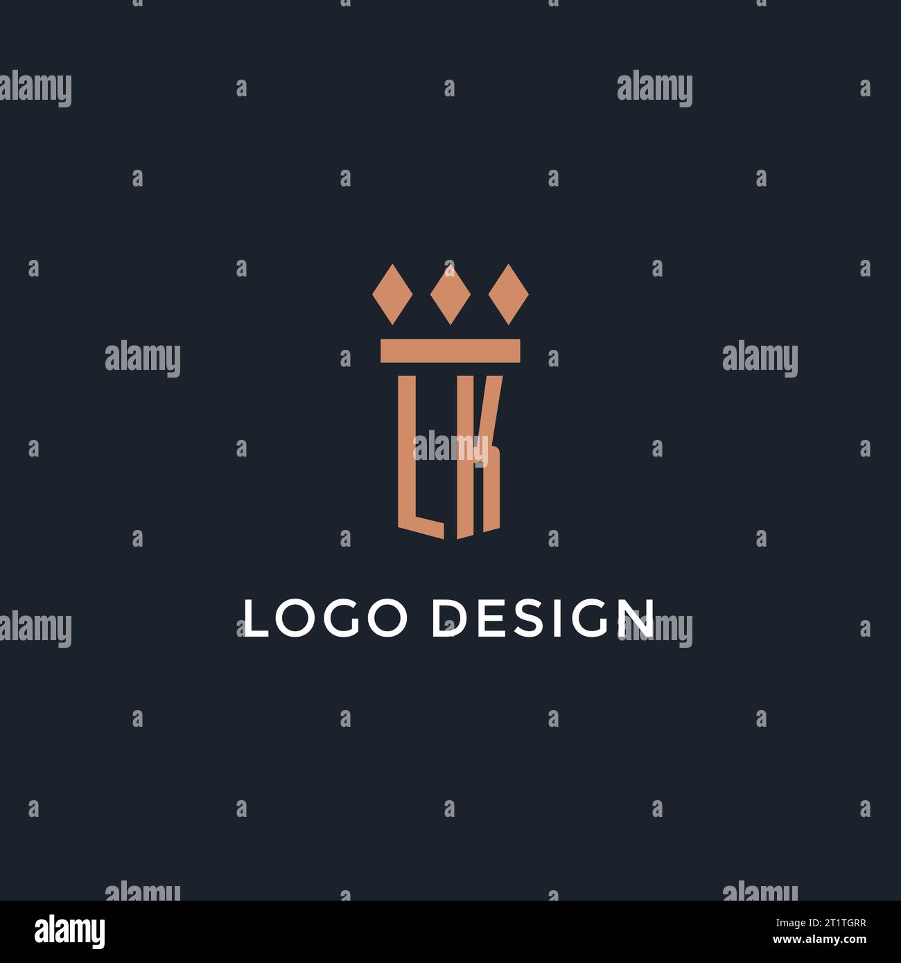 LK logo initial with pillar icon design, luxury monogram style logo for ...